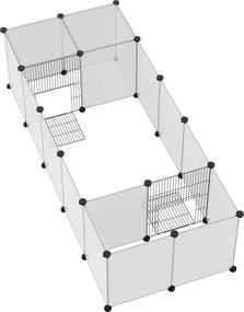 Pawhut DIY Ohrada pro domácí zvířata s 20 pryskyřičnými panely - Modulární klec pro malé zvířata pro morčata, králíky a činčily 175x70x45 cm Bílá