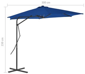 vidaXL Marketos Zahradní slunečník s ocelovou tyčí modrý 300 x 230 cm