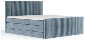 Modrá boxspring postel s úložným prostorem 200x200 cm Bergamo – Maison de Rêve