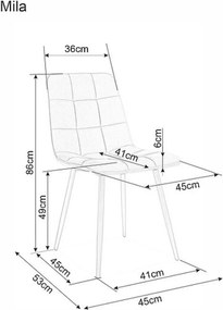 Béžová sametová jídelní židle MILA D