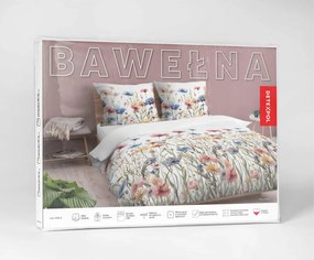 Detexpol Bavlněné povlečení 220x200 Bílé s letními lučními květy - barevné povlečení v boho stylu, 100% bavlna - 5341 A - Soft Meadow