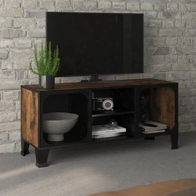 TV skříňka rustikální hnědá 105 x 36 x 47 cm kov a MDF