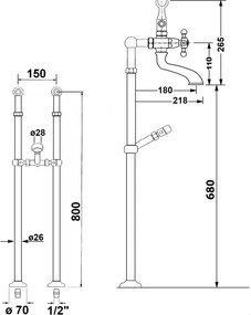 Sapho ANTEA připojení pro instalaci vanové baterie do podlahy (pár), bronz 9846