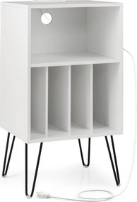 Costway Stojan na gramofon s nabíjecí stanicí 3 Stojan na gramofonové desky