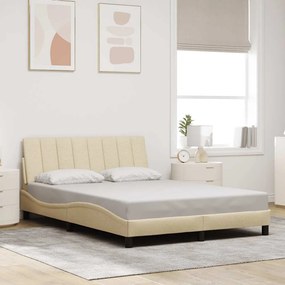 Rám postele bez matrace Hanko krémový 140 x 190 cm textil 3310459