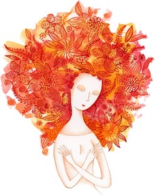 Barbora Brůnová | Oranžová víla Rám: Černý, Velikost: 60 x 40 cm