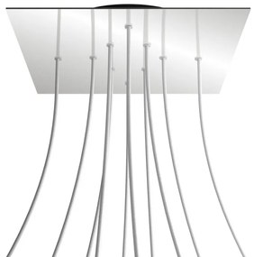 creative cables Čtvercový stropní baldachýn ROSE ONE, 400 mm, 10 otvorů a 4 boční otvory Barva komponentu: Černá zrcadlo, Barva montury: Černá
