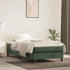 vidaXL Box spring postel s matrací 90x200 cm samet [3144309] Barva: Tmavě zelená