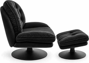 LuxuryForm DESIGN Otočné křeslo LUNA s podnožkou - černé