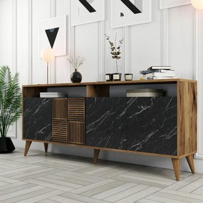 Skříňka Milan 2 Walnut and Black Marble