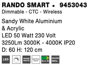 LED lustr Rando Smart 60 bílé