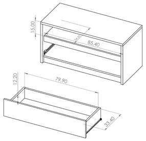 Předsíňová stěna DENVER mc | 4 díly | dub monastery/černá lesk