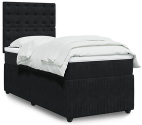 Box spring postel s matrací černá 100x200 cm samet 3292276