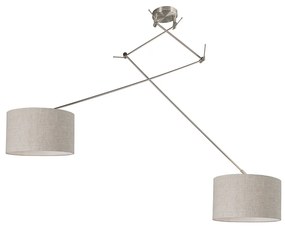 Závěsná lampa ocelová se stínidlem 35 cm světle šedá nastavitelná - Blitz II