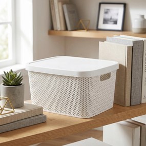 Multifunkční koš s víkem, úložný box s víkem 5,5l ALTOM - bílý