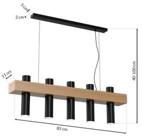 Lustr na lanku WEST 5xGU10/25W/230V černá