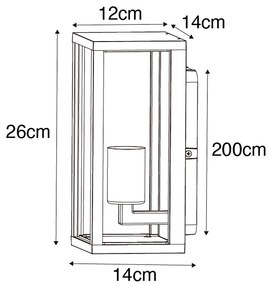 Chytrá nástěnná lampa rezavě hnědá 26 cm IP44 vč. Wi-Fi ST64 - Charlois