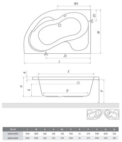 ROLTECHNIK TULLIP asymetrická rohová vana