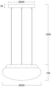 Osmont 67922 Arakis 2 LE, stříbrné závěsné svítidlo z triplexového skla, 19W LED 4000K, prům. 35cm