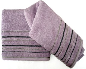 Praktik Froté ručník ZARA, fialový s proužkovanou bordurou, 50x100cm