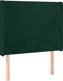 Box spring postel s matrací a LED tmavě zelená 90x200 cm samet 3139424