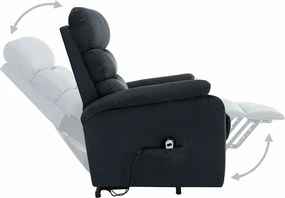 Zvedací masážní křeslo tmavě šedé textil 321247