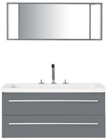Šedý nástěnný nábytek do koupelny se zásuvkou a zrcadlem ALMERIA Beliani