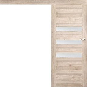 posuvné interiérové dveře na stěnu vasco doors MALAGA model 5 Průchozí rozměr: 70 x 197 cm, Orientace dveří: Levé dveře, Dekor: Bílá