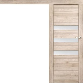 posuvné interiérové dveře na stěnu vasco doors MALAGA model 5 Průchozí rozměr: 70 x 197 cm, Orientace dveří: Levé dveře, Dekor: Dub pálený