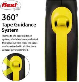 Flexi Neon S pásek 5m černo-žluté / Vodítko
