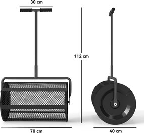 Kompostér Outsunny 75L 61x40cm - Rozmetadlo hnojiv pro zahradu s T-rukojetí, kovová síťka a rozmetadlo pro rašelinu