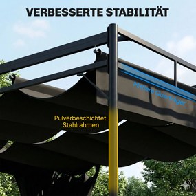 Pergola Pavillon 3x3m Wasserabweisend Sonnenschutz mit verstellbares Schiebedach Vorhängen, freistehend