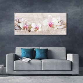 Plexisklo-obraz Orchidej Kameny Zen Písek 125x50 cm