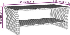 vidaXL Konferenční stolek 100 x 50 x 40 cm polyratan [319391] Barva: Šedá