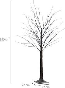 HOMCOM 150 cm umělý březový stromek s 96 LED světly a umělým sněhem pro vánoční výzdobu a oslavy, ideální na večírky, svatby | Aosom.de