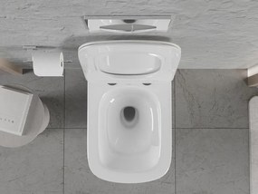 Mexen Riva, závěsná WC mísa 555x370x335 mm, Rimless Tornádo + WC sedátko z duroplastu, bílá lesklá, 30630200T