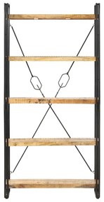 Knihovna s 5 policemi 90x30x180 cm masivní mangovníkové dřevo 286581