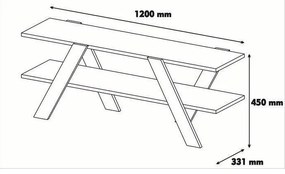 TV stolek BASIC 120 cm bílý/ořech