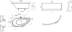 Ravak CS01000000 - Rohová vana AVOCADO 150x75 cm akrylát/bílá