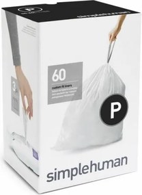 Stahovací sáčky na odpadky 50-60 l, typ P - 60 ks, bílá