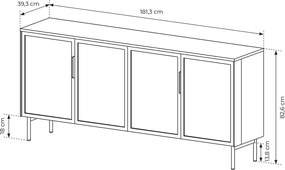 LUMI d | komoda 181 4D + LED | 181 cm | dub dunin/černá