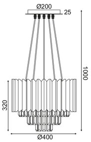 ACA DECOR Křišťálový lustr EMPIRE max. 5x60W/E14/230V/IP20, zlatý