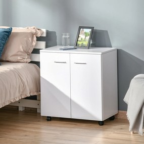 HOMCOM Mobilní TV Stánek Dřevěný Kancelářský Regál S Kolíčky a 2 Dveřmi 60x35x65cm