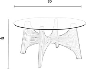 Kulatý konferenční stolek se skleněnou deskou v přírodní barvě ø 80 cm Kobe – Zuiver
