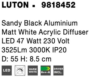 LED stropní svítidlo Luton 55 černé