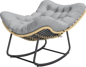 Outsunny ratanové houpací křeslo s tlustým polštářem, interiér/exteriér, 87 x 110 x 70 cm – šedé | Aosom