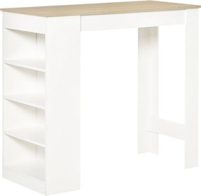 HOMCOM barový stůl pro 2 osoby, vysoký bistro stůl se 4 otevřenými policemi pro malé prostory — 115 x 50 x 102,7 cm, bílá/přírodní | Aosom