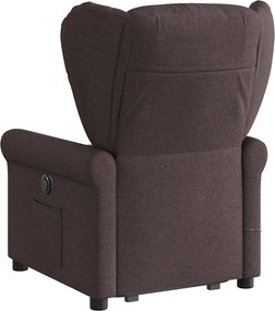 Elektrické zvedací masážní polohovací křeslo tmavě hnědé textil 3303409