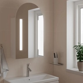 vidaXL Koupelnová zrcadlová skříňka s LED klenutá bílá 42 x 13 x 70 cm