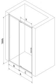 Mexen Exo, 1-křídlé dveře do otvoru 120x200 cm, 6mm čiré sklo, chromový profil, 819-120-000-01-00